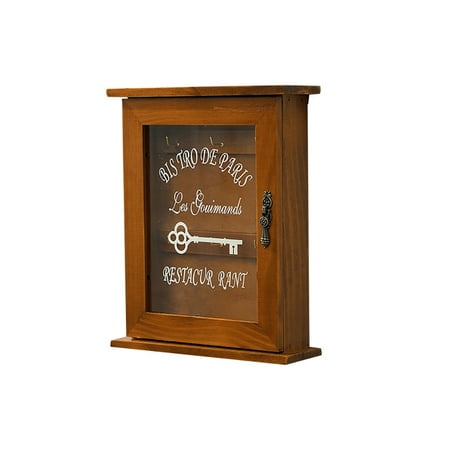 Wooden Key Holder Box Wooden Key Storage Cabinet With Six Hooks ...