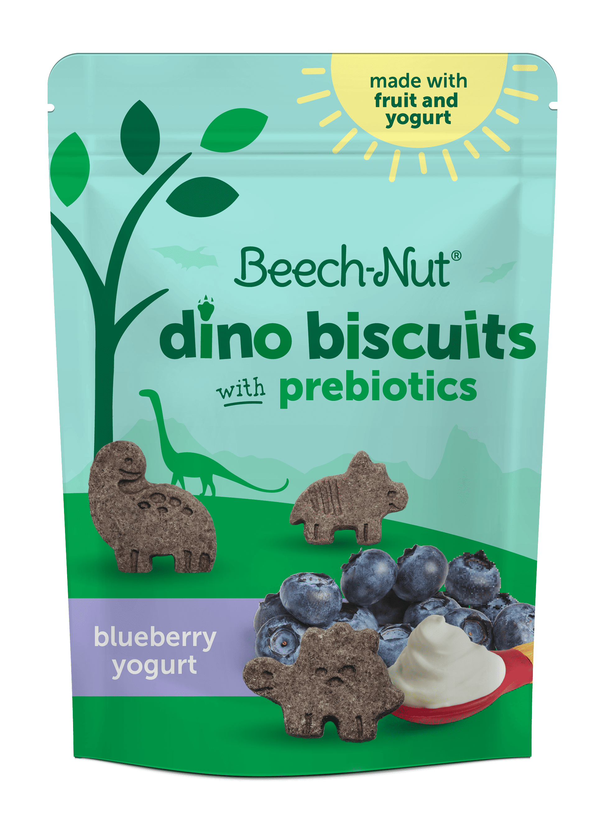 Beech-Nut Dino Biscuits with Prebiotics Blueberry Yogurt Baked Toddler Snack, 5 oz Bag - Walmart.com