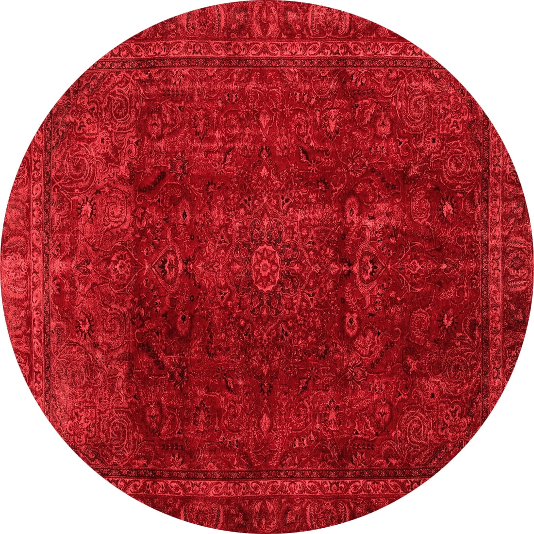 Ahgly Company Machine Washable Indoor Round Abstract Red Modern Area ...
