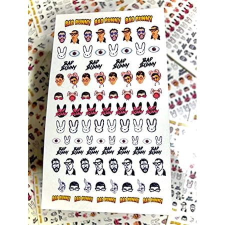 H01 Music Inspired Water Slide Decals, Bad Bun.ny Inspired Nail Decals ...