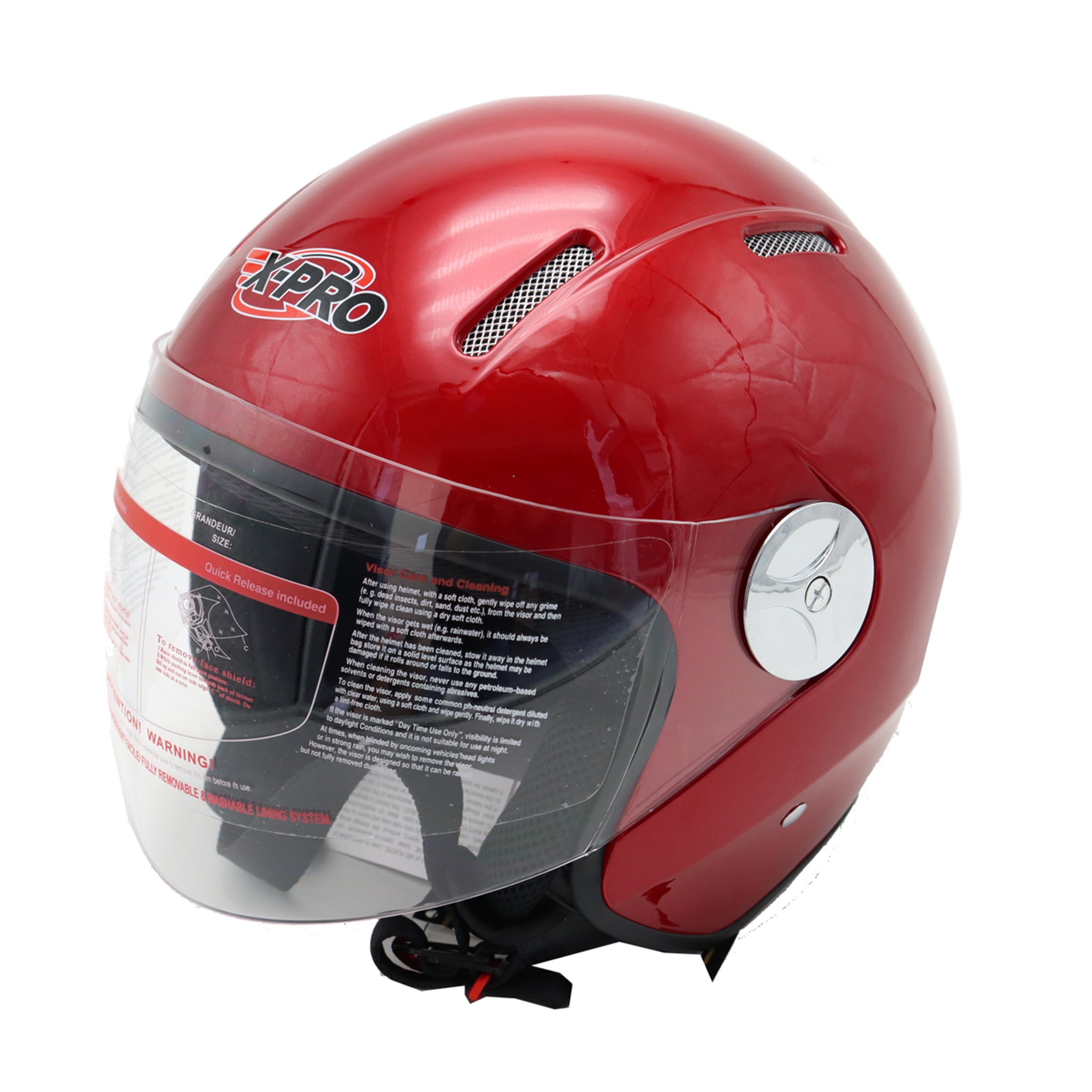 X-PRO Adult DOT Approved Open Face Motorcycle Helmet,Red - Walmart.com