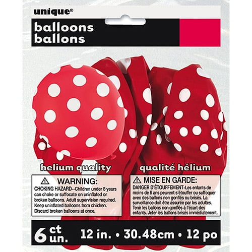 12" Latex Ruby Red Polka Dot Balloons, 6ct - Walmart.com