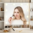 VEANERWOOD Large Makeup Vanity with Lights, Bedroom Vanity Table with ...