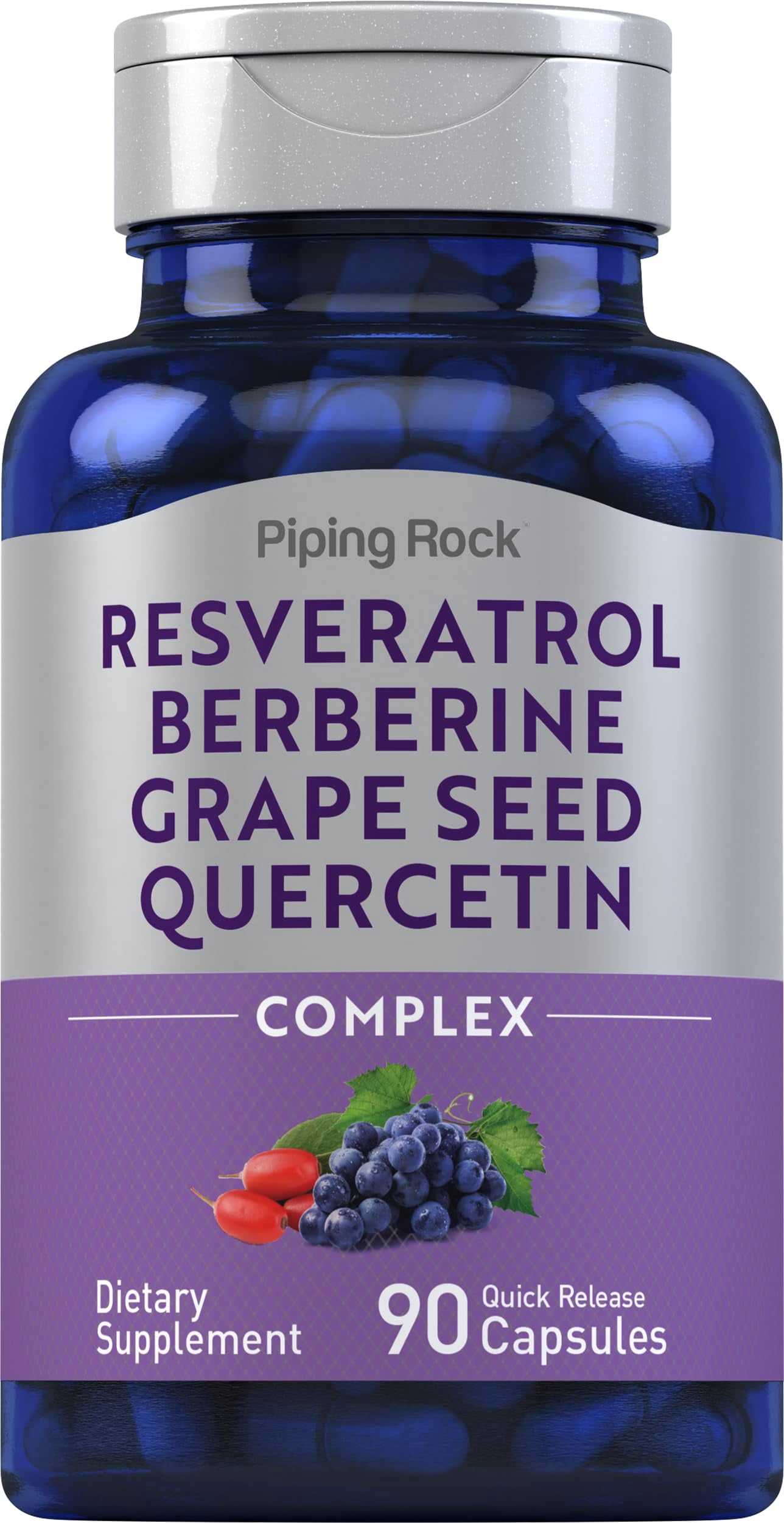 Suplemento Piping Rock Resveratrol Berberine 90 cápsulas | Bodega ...