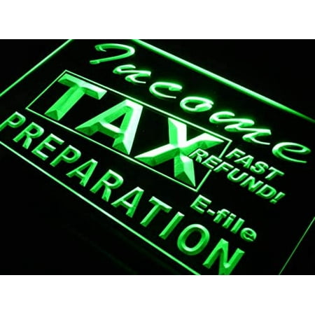 uertd Income Tax Preparation Office LED Neon Sign Green 16" x 12 ...