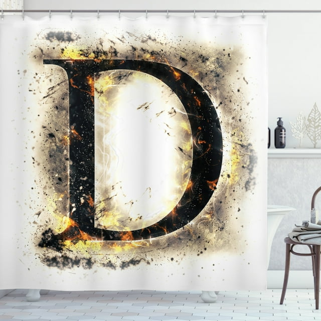 Ambesonne Letter D Shower Curtain, Blazing Uppercase D, 69"Wx70"L, Tan ...