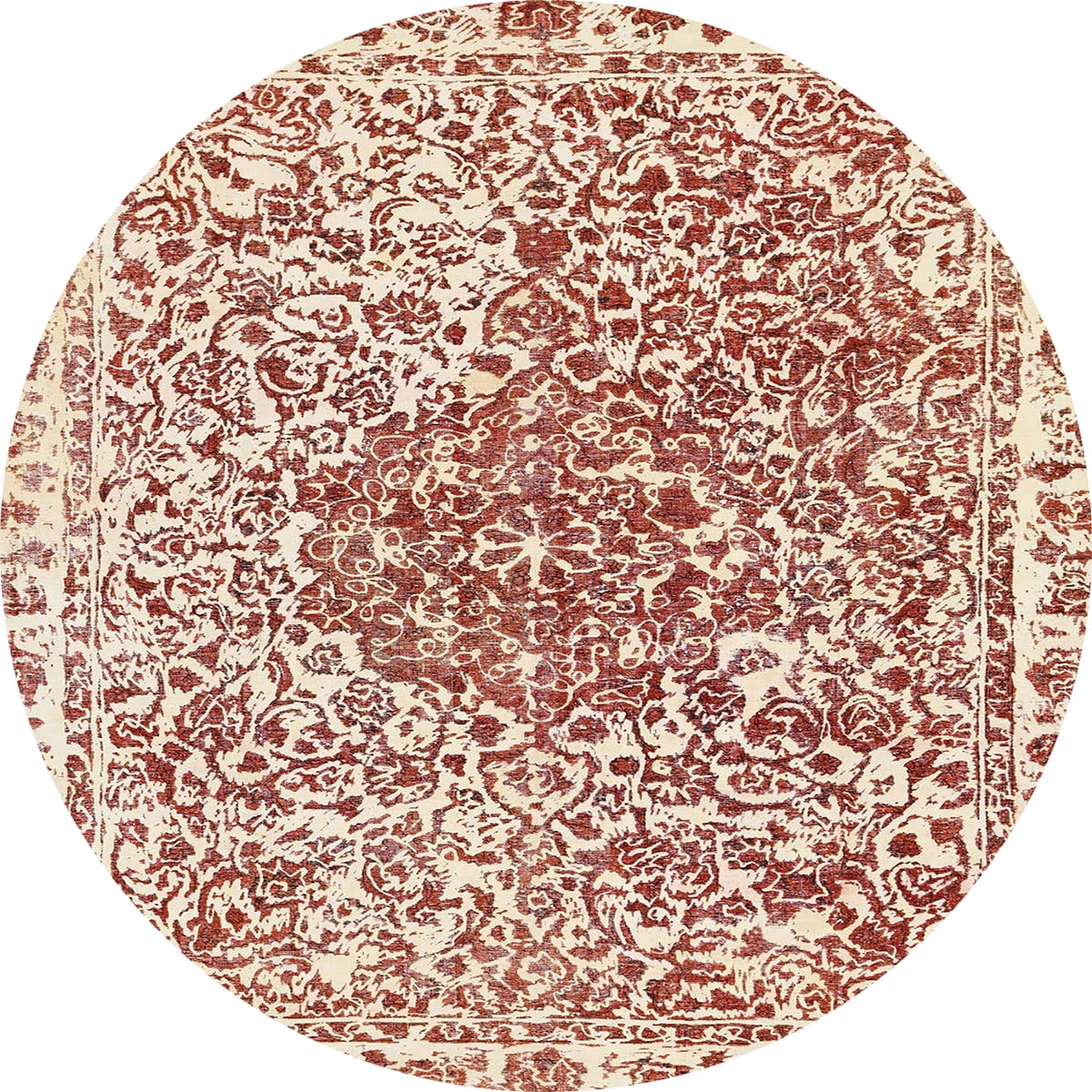 Ahgly Company Indoor Round Abstract Red Abstract Area Rugs, 5' Round ...