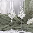 Elegant Pearl Crystal Champagne Glasses with Cursive Script Design ...
