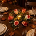 Artificial Maple Leaf Rose Candle Ring Wreath, Faux Two Tone Rose ...