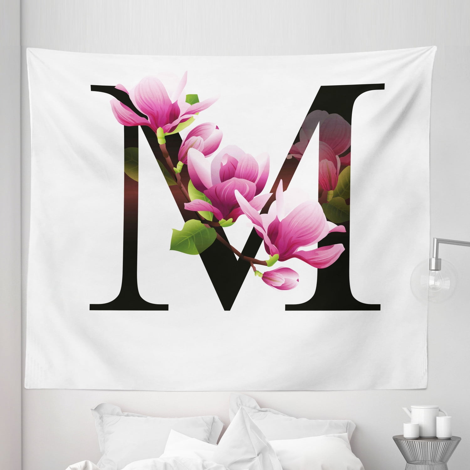 Letter M Tapestry, Magnolia Florets Dignity and Nobility Expressing ...