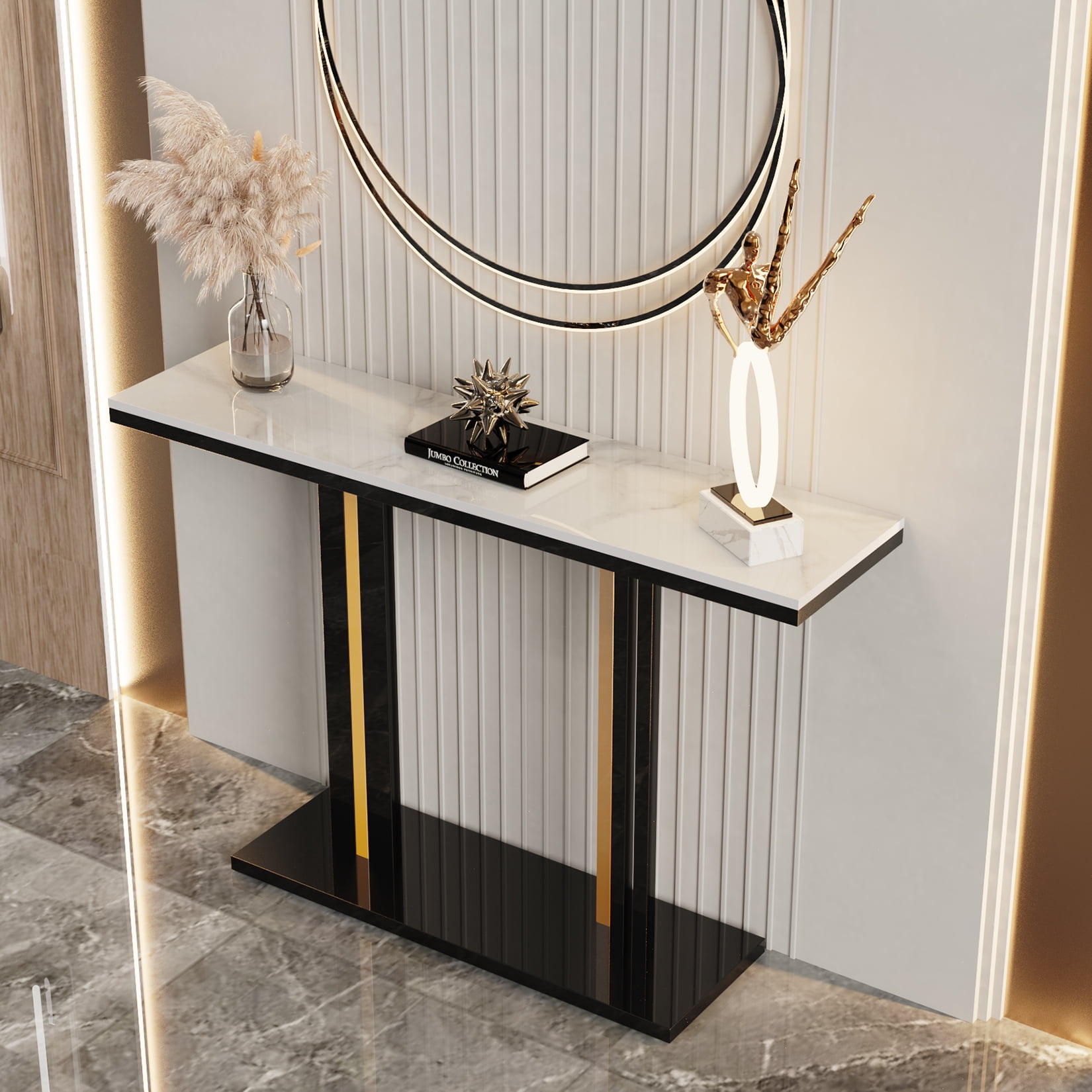 Click here for Wisfor Delicate Texture Marble Console Table Narro... prices