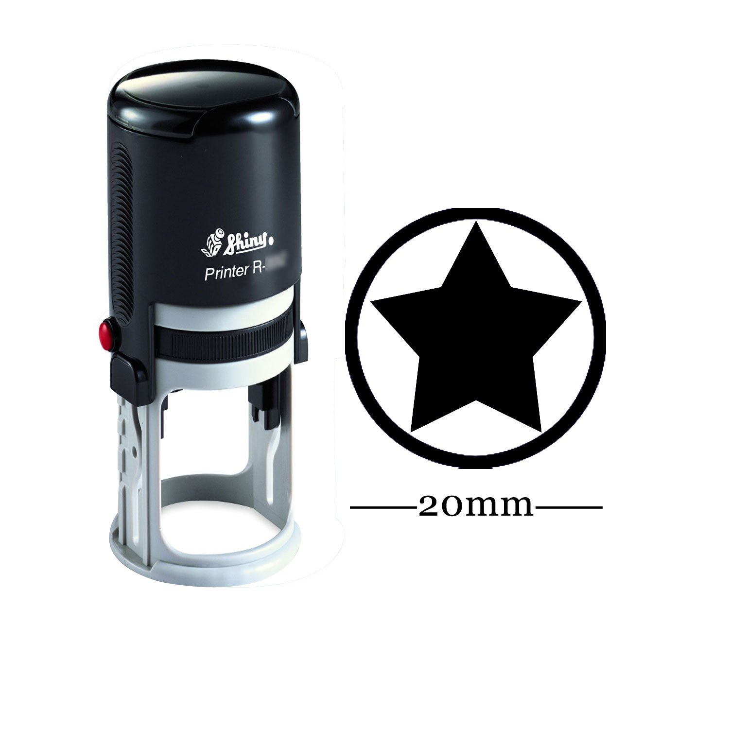 STAR Round Self Inking Rubber Stamp Custom Shiny 20mm Mini Stamps ...