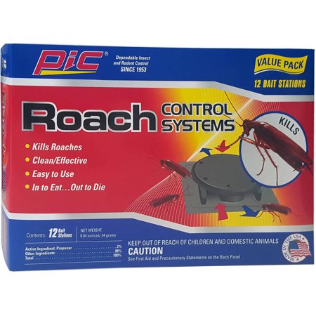 Homeplus Roach Killer Plastic Bait Stations, 12 Count, Effective Cockroach Pest Control, Black ...
