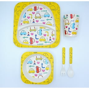 Bamboo Fiber Tableware Kids Dining Table Plates Sets 5-Pieces for Baby ...