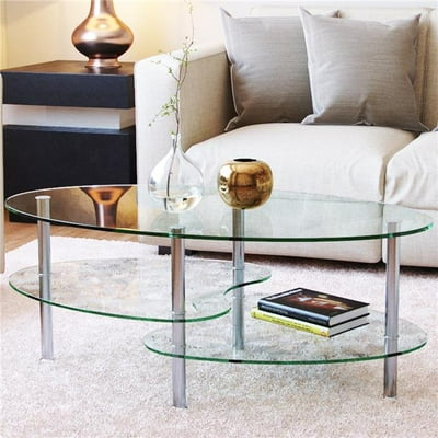Ryan Rove Clear Glass Two Tier Oval Coffee Table in Nepal at NPR 24396 Rating 5