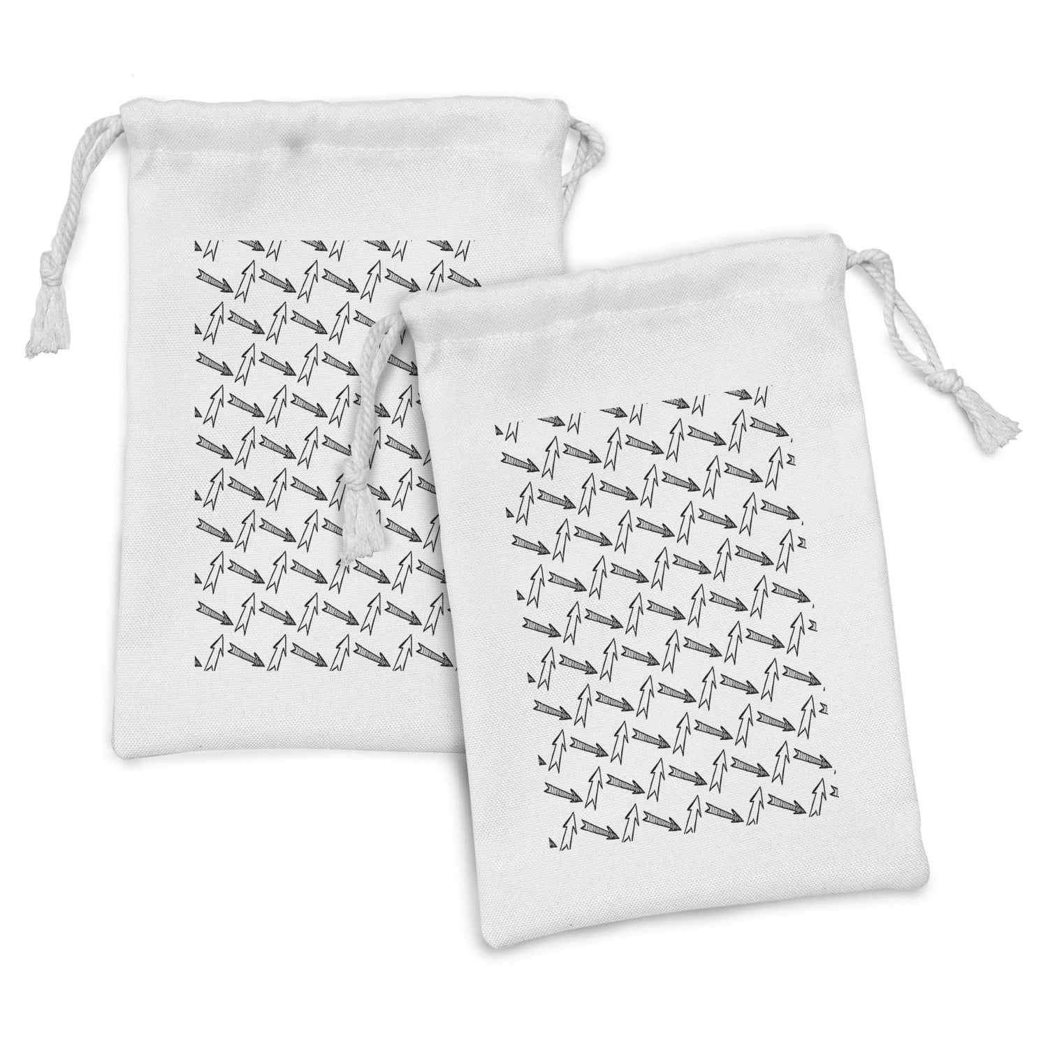 Arrow Fabric Pouch Set of 2, Monochrome Style Striped on a Plain ...