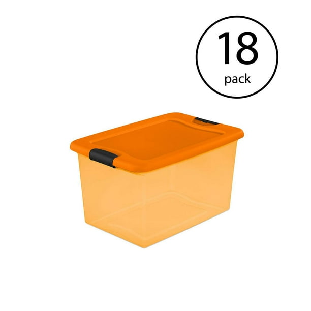 Sterilite Orange 64 Quart Latching Plastic Storage Box Container Tote