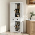 Freestanding Tall Storage Cabinet with Adjustable Shelves & Drawer ...