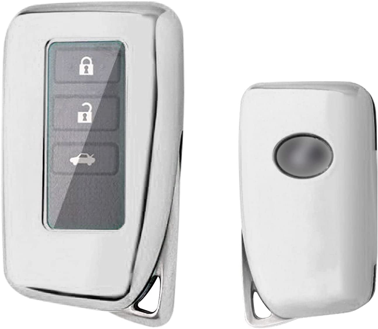 Xotic Tech 1pc Silver Soft TPU Full Protect Smart Remote Control Key ...