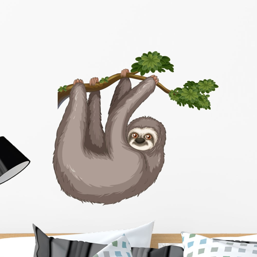 Sloth Wall Decal Mural by Wallmonkeys Peel and Stick Graphic (24 in W x ...