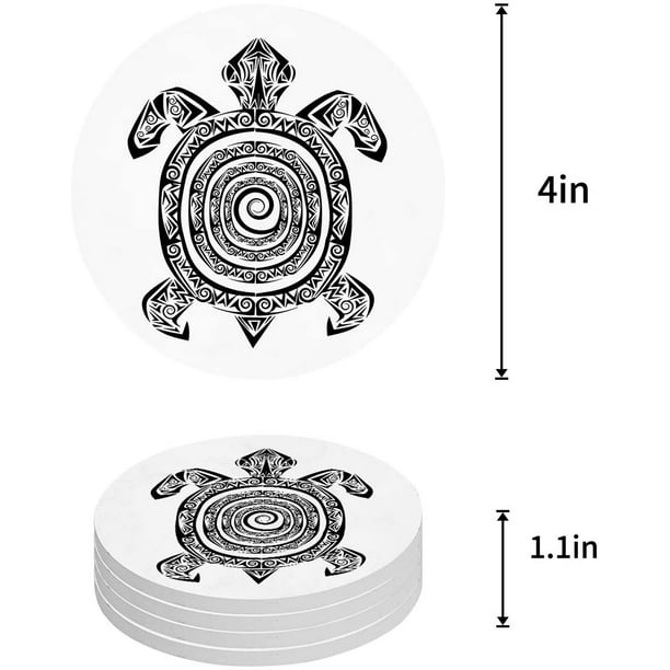 ZHANZZK Sea Turtle Ocean Simpe Style Set of 4 Round Coaster for Drinks ...