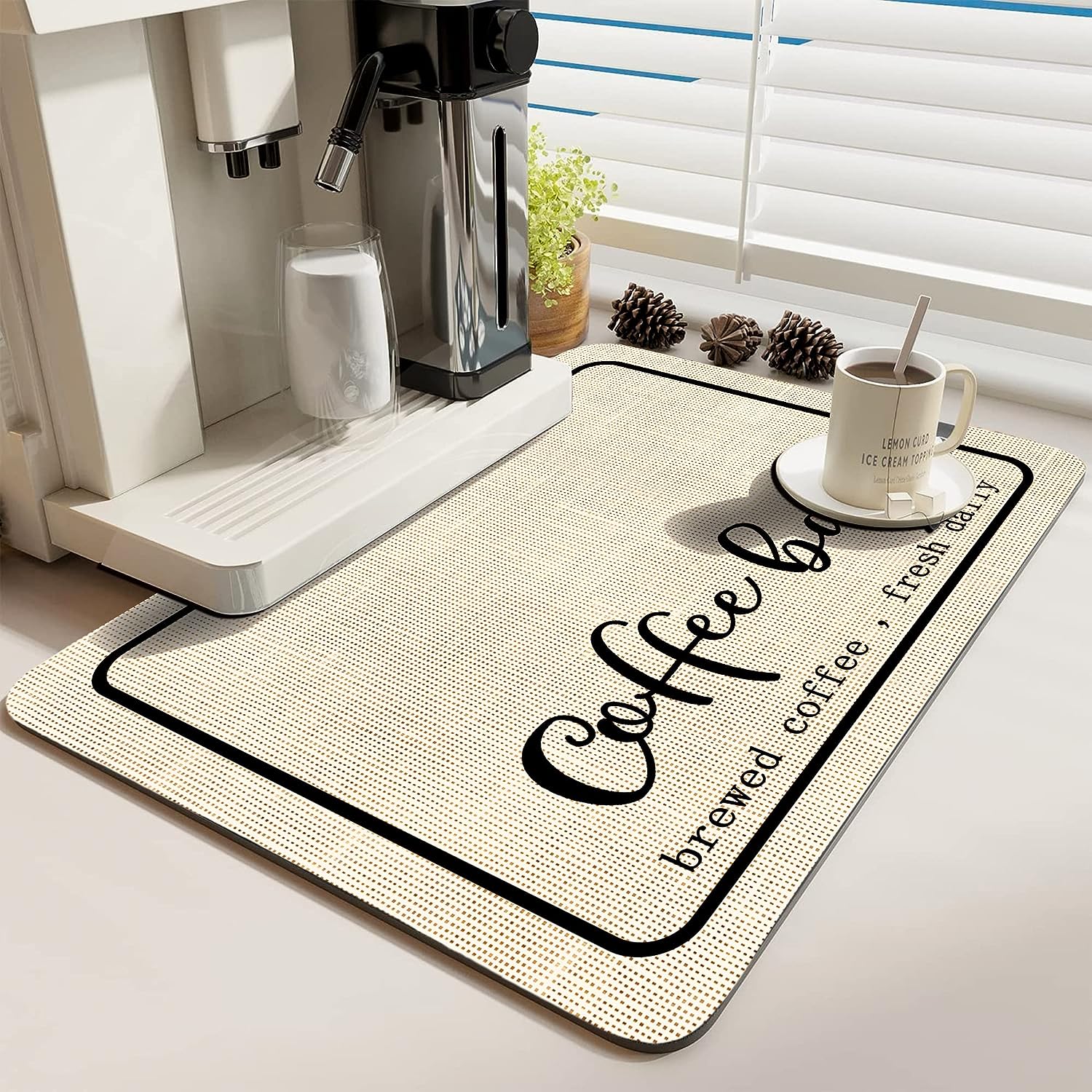 Coffee Bar Mat Rubber Dish Drying Mat For Kitchen Counter Coffee Mat ...