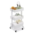 Lexington White 3-Tier Movable Metal Utility Rolling Cart with Wheels ...