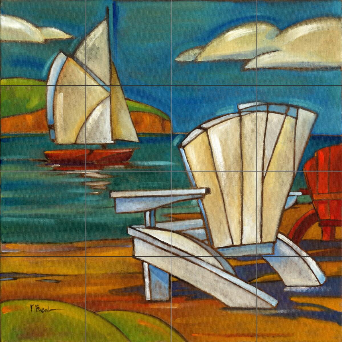 Tile Mural Kitchen Backsplash - PortofinoBeach Chair - by Paul Brent ...