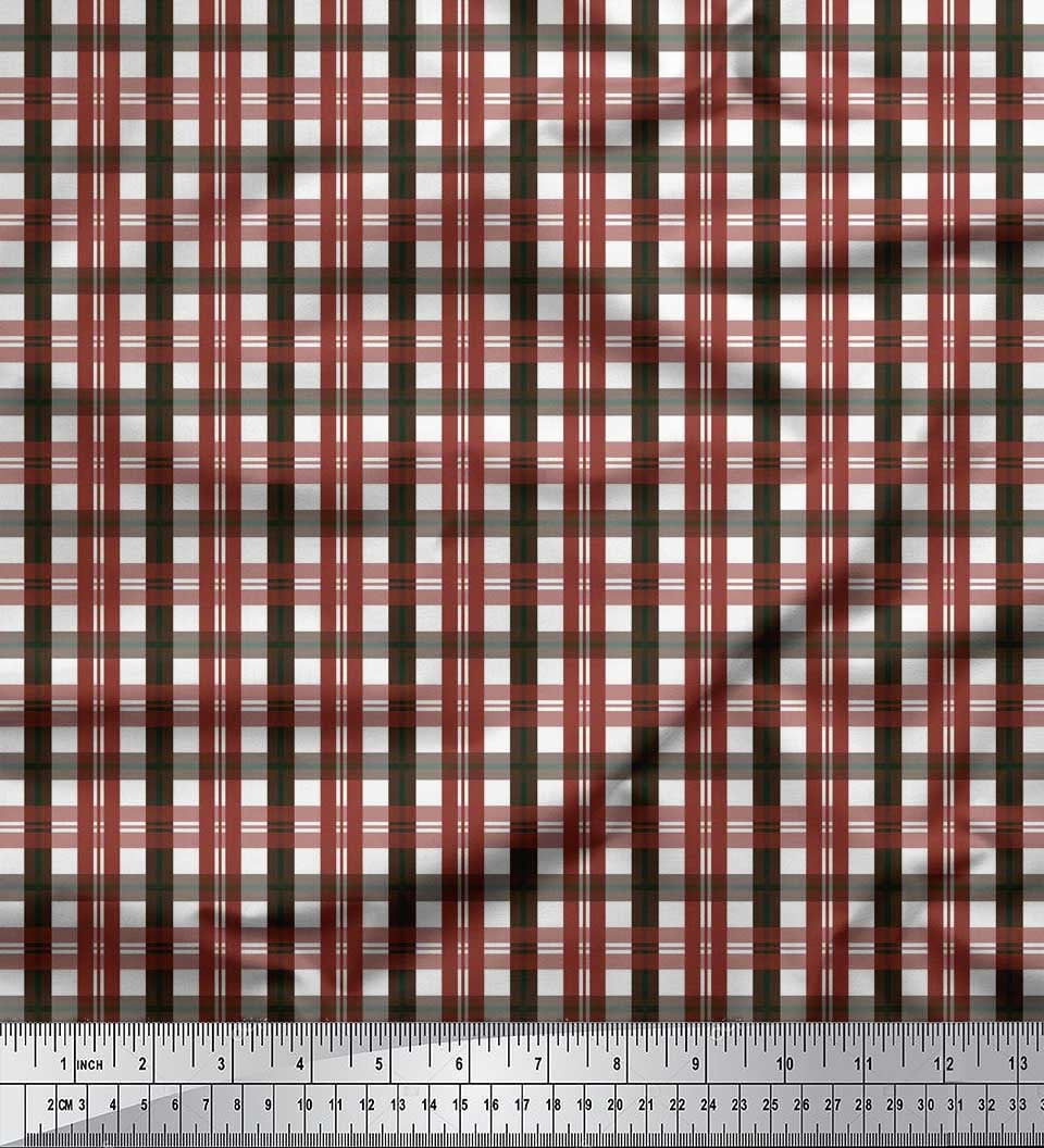Soimoi Satin Silk Fabric Gingham Check Print Fabric by the Yard 42 Inch ...