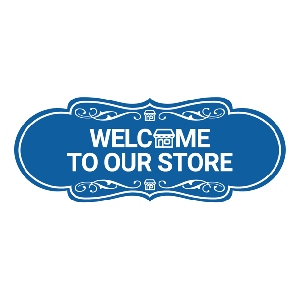 Designer Welcome to Our Store Sign (Blue) - Large - Walmart.com