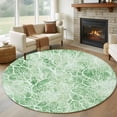 Coral Branches Round Rug 6ft Washable Circle Kitchen Rugs Non Slip Sage ...