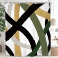 Abstract Modern Line Shower Curtain,Black Army Green Minimalist ...