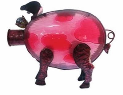 Solar Led Light Pig Lantern, Glass & Metal, 14X10.6", Forever Gifts ...