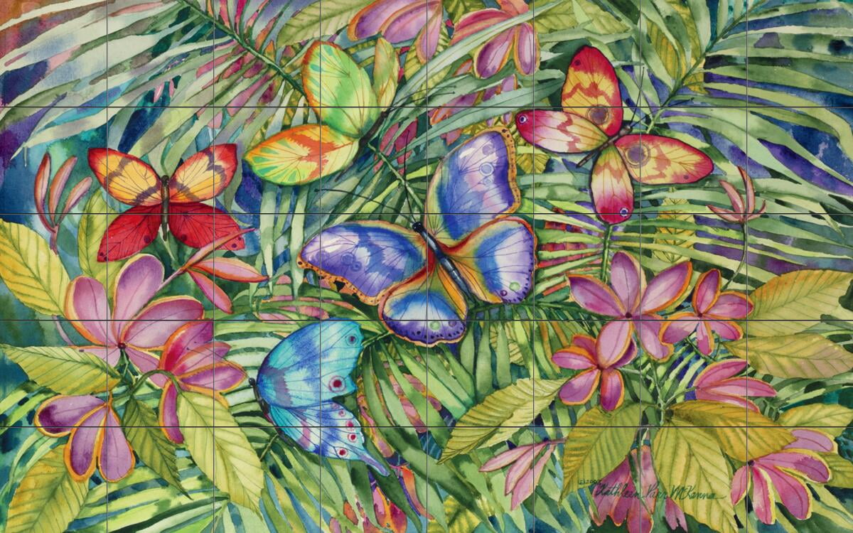 Tile Mural Kitchen Backsplash - Tropical Butterflies - by Kathleen Parr ...