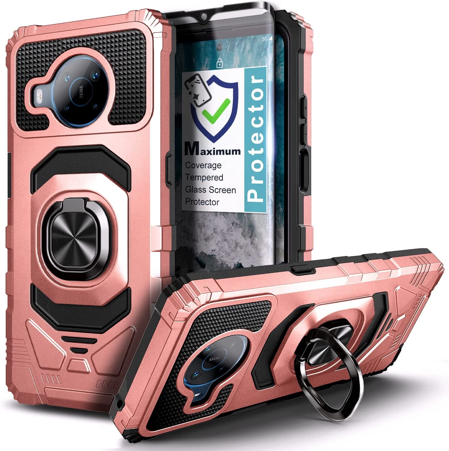 Nagebee Nokia X100 Phone Case, Military Armor, Rose Gold, Tempered ...