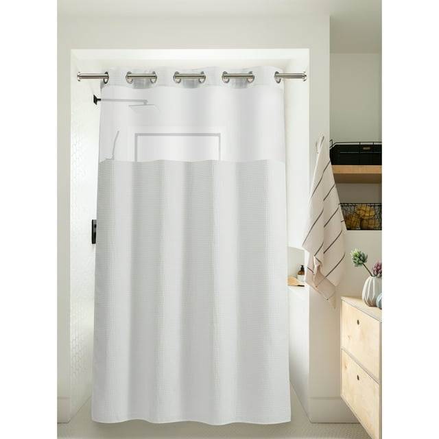 Barossa Design Waffle Weave Stall Shower Curtain With Snap In Fabric