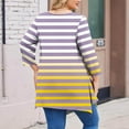 3/4 Length Sleeve Womens Tops Casual Solid Oversize Round-Necks Trendy ...