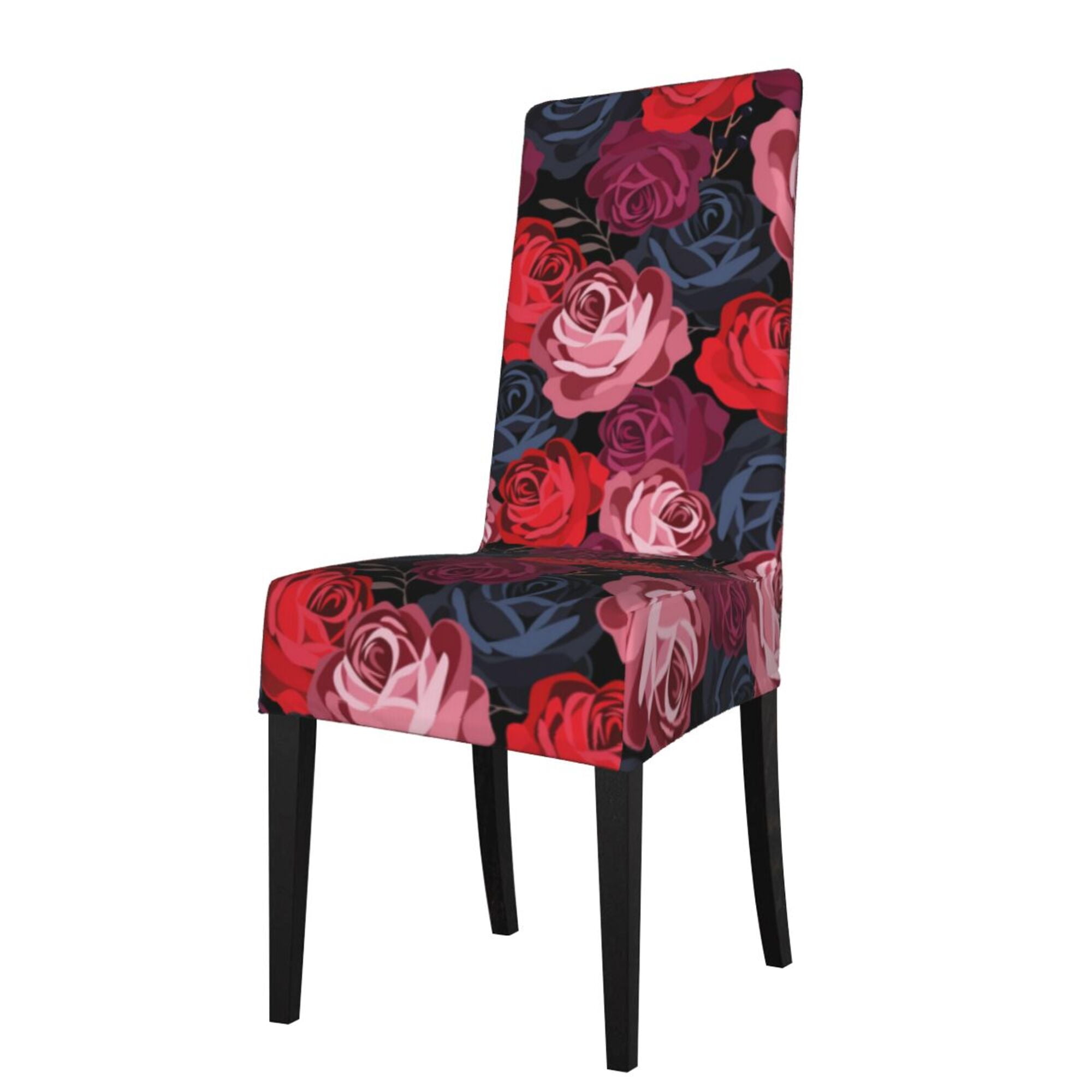 Vintage Rose Black Dining Chair Slipcovers Chair Protectors Seat Covers ...