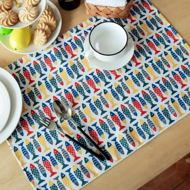 Printed Linen Placemat, Waterproof Oil Proof Heat Resistant Dining ...