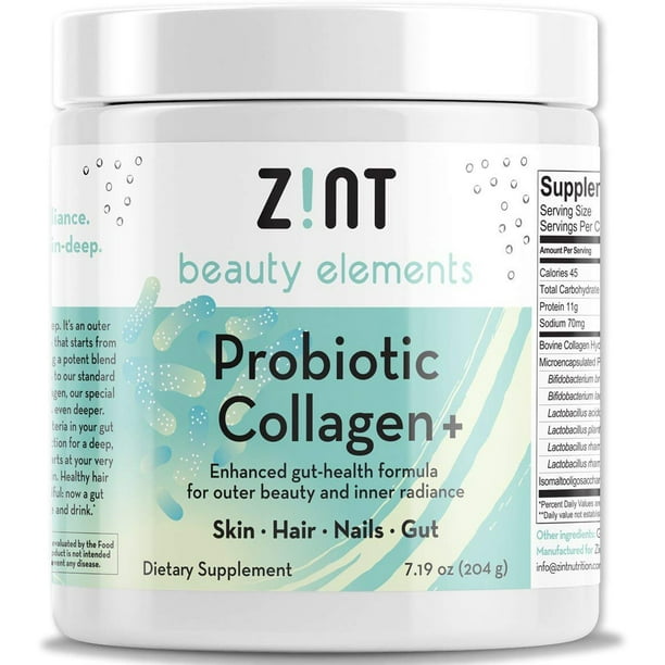 Zint Probiotic Collagen For Skin Hair Nails Gut 7 19 oz 204 g - Walmart ...