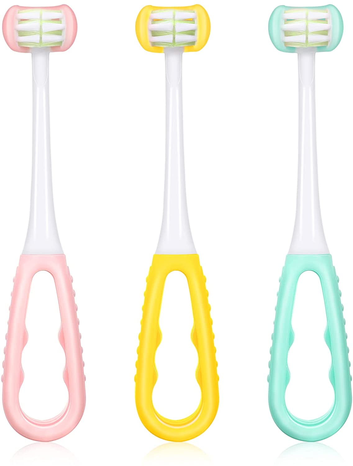 3 Pieces 3 Sided Toothbrush Toddler Toothbrushes Triple Angle Training ...