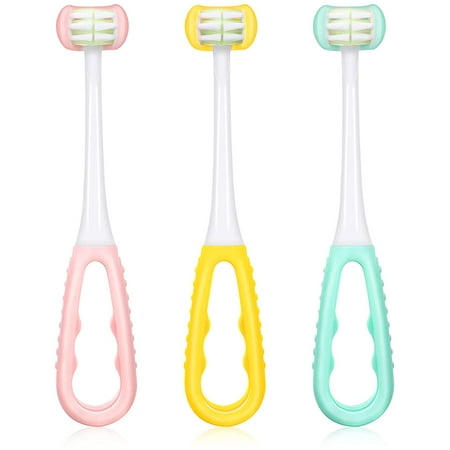 3 Pieces 3 Sided Toothbrush Toddler Toothbrushes Triple Angle Training ...