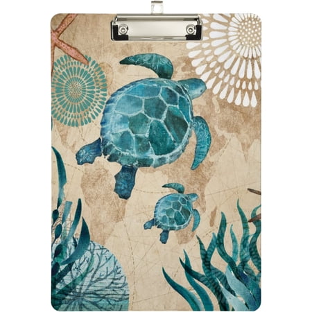 XDDJA Sea Turtles Clipboard Hardboard Wood Nursing Clip Board and Pull ...