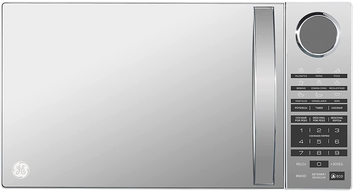 HORNO MICROONDAS GE 1.1P3 MANIJA ACABADO ESPEJO PLATA MGE1/1SEJ ...
