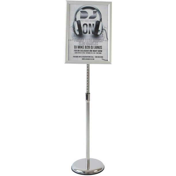 T-SIGN Adjustable Pedestal Poster Stand Aluminum Snap Open Frame for 8. ...