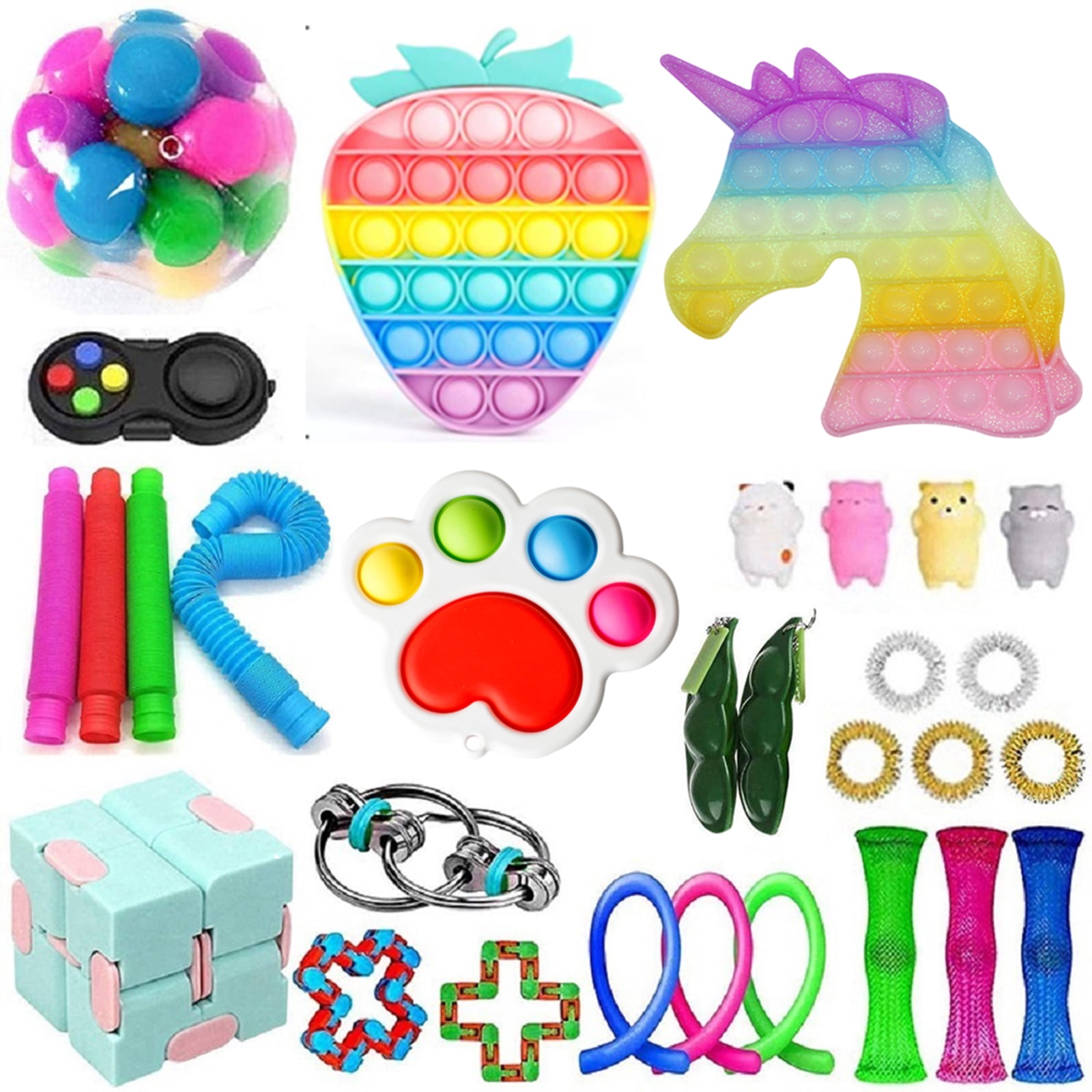 30 Pcs Fidget Toys Pack, Fidget Pack with Pop Bubble Simple and Fidget ...