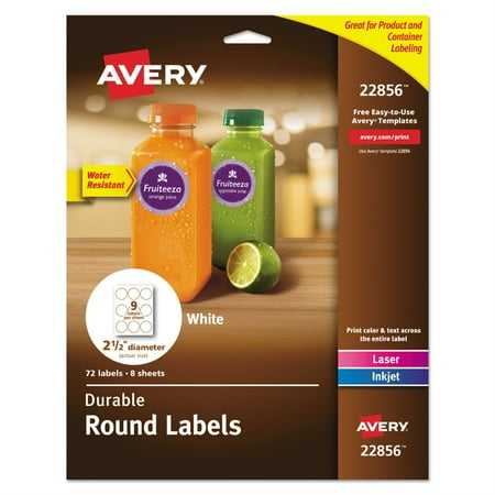 Avery Durable White Round ID Labels with Sure Feed Technology ,LABEL ...