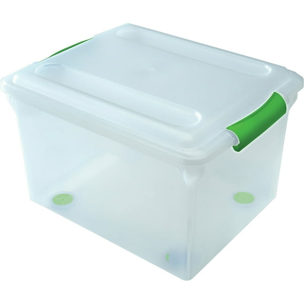 Iris Store and Slide Letter and Legal Size File Box, Green Handle ...
