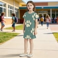 BZSMCE Short Sleeve dress Dress Casual Cotton Dresses-Green Paw Print ...