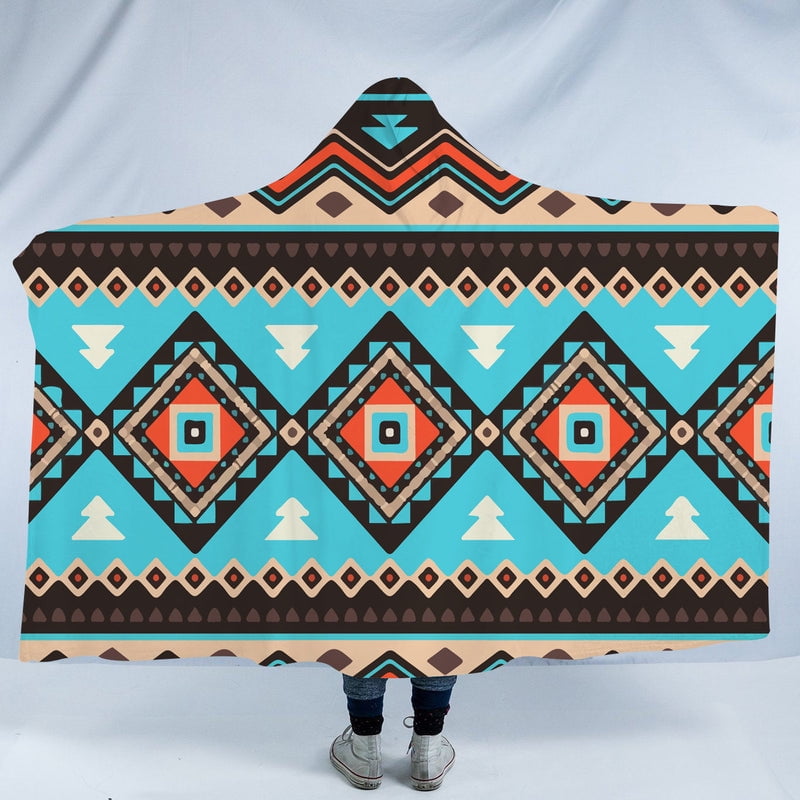 Native American Tribal Line Shapes Ethnic Pattern Manta con capucha ...